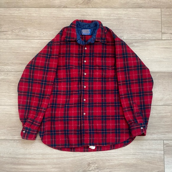 Pendleton | Shirts | Vintage Pendleton Wool Flannel Button Shirt Medium Men Green Blue Plaid Usa ...
